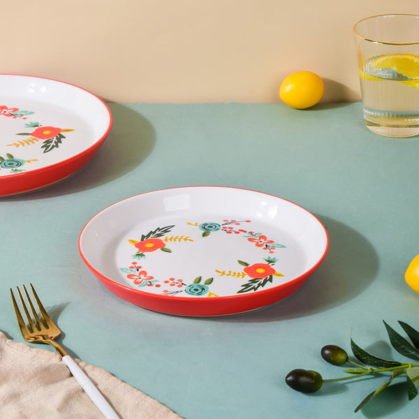 Bloom Ceramic Snack Plate Red 8 Inch
