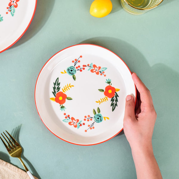 Bloom Ceramic Snack Plate Red 8 Inch