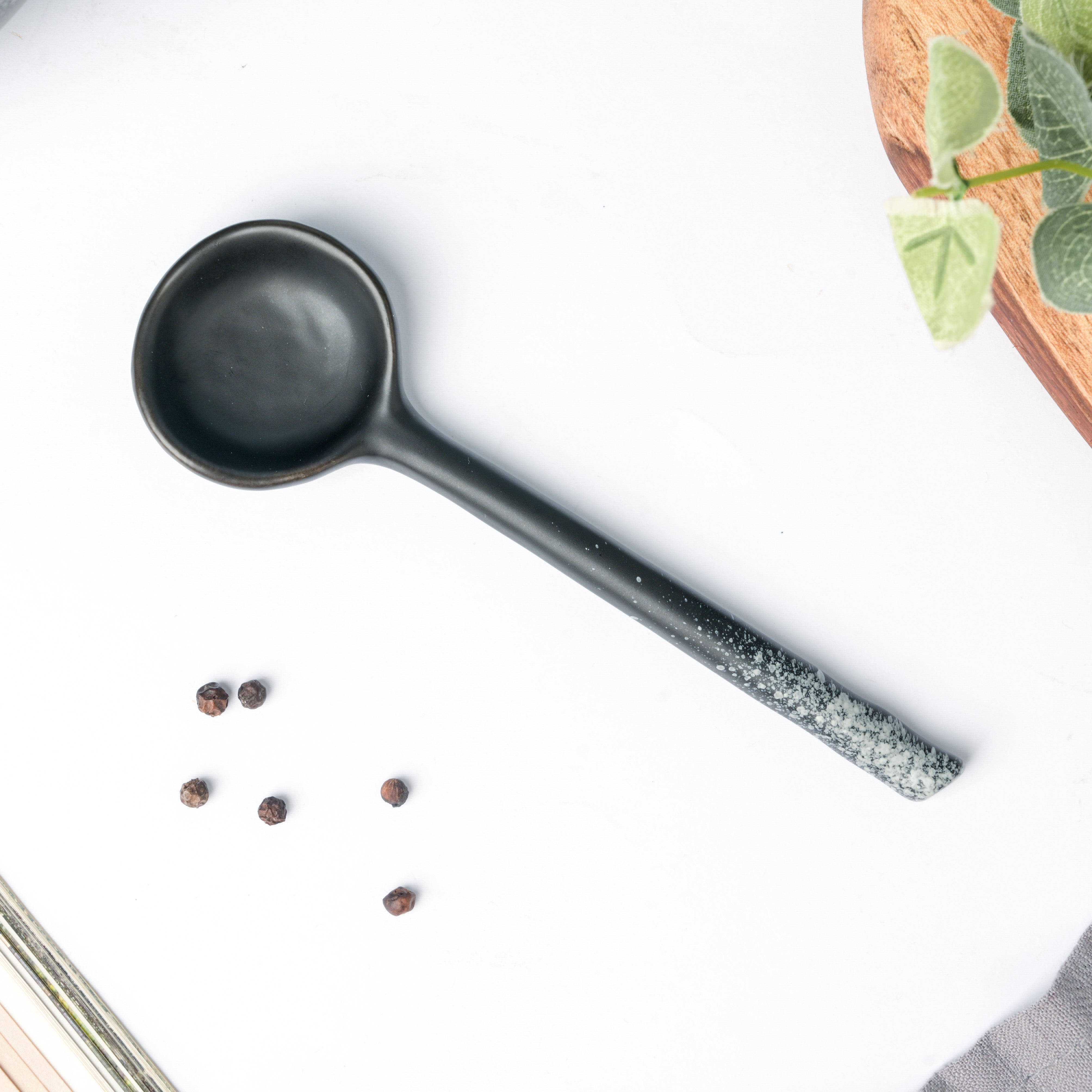 Galaxy Stone Pottery Ceramic Spoon Black Online - Premium Serving Spoon ...