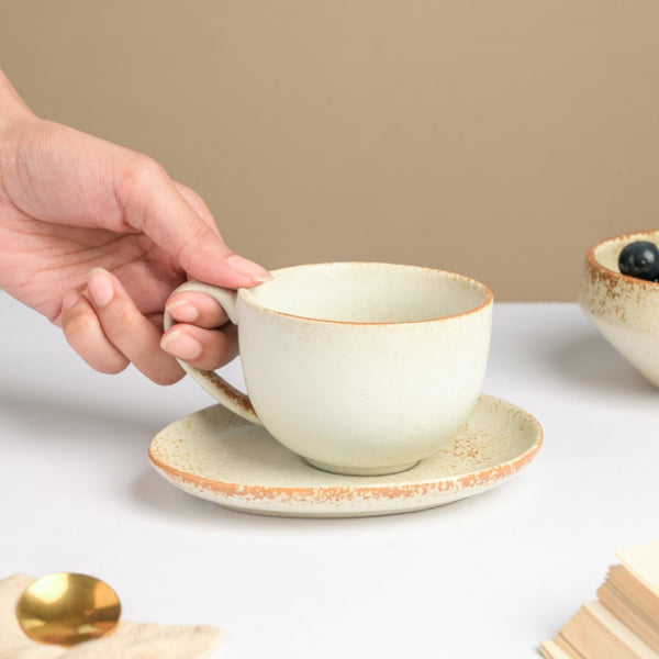 Earthy Stoneware Cup And Saucer 200 ml