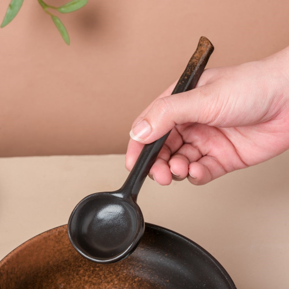 Savanna Stoneware Spoon Black And Brown