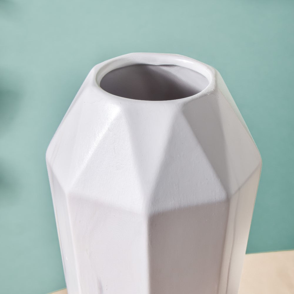 Contemporary Ceramic Marble Pattern Vase White