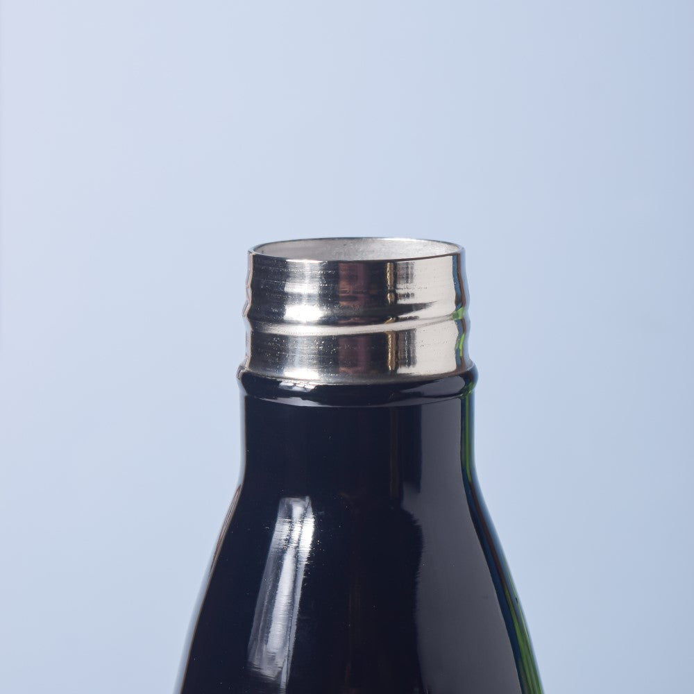 Glossy Black Stainless Steel Water Bottle 1000ml