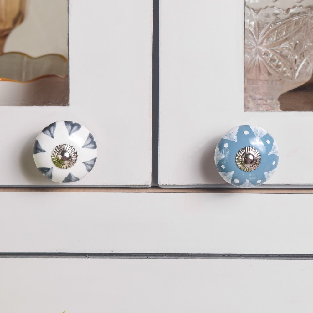Ceramic Floral Hand Painted Door Knobs Set Of 8