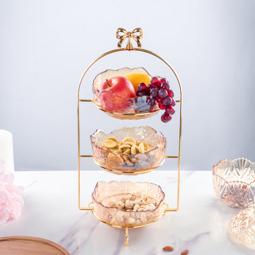 Luxury Glass Bowl Set With 360° Rotating Metal Stand Online - Premium ...