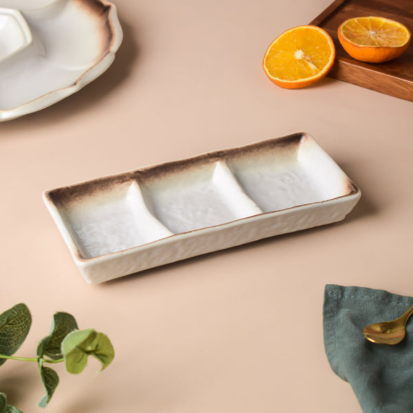 Cavern Clay 3 Section Ceramic Dip Plate