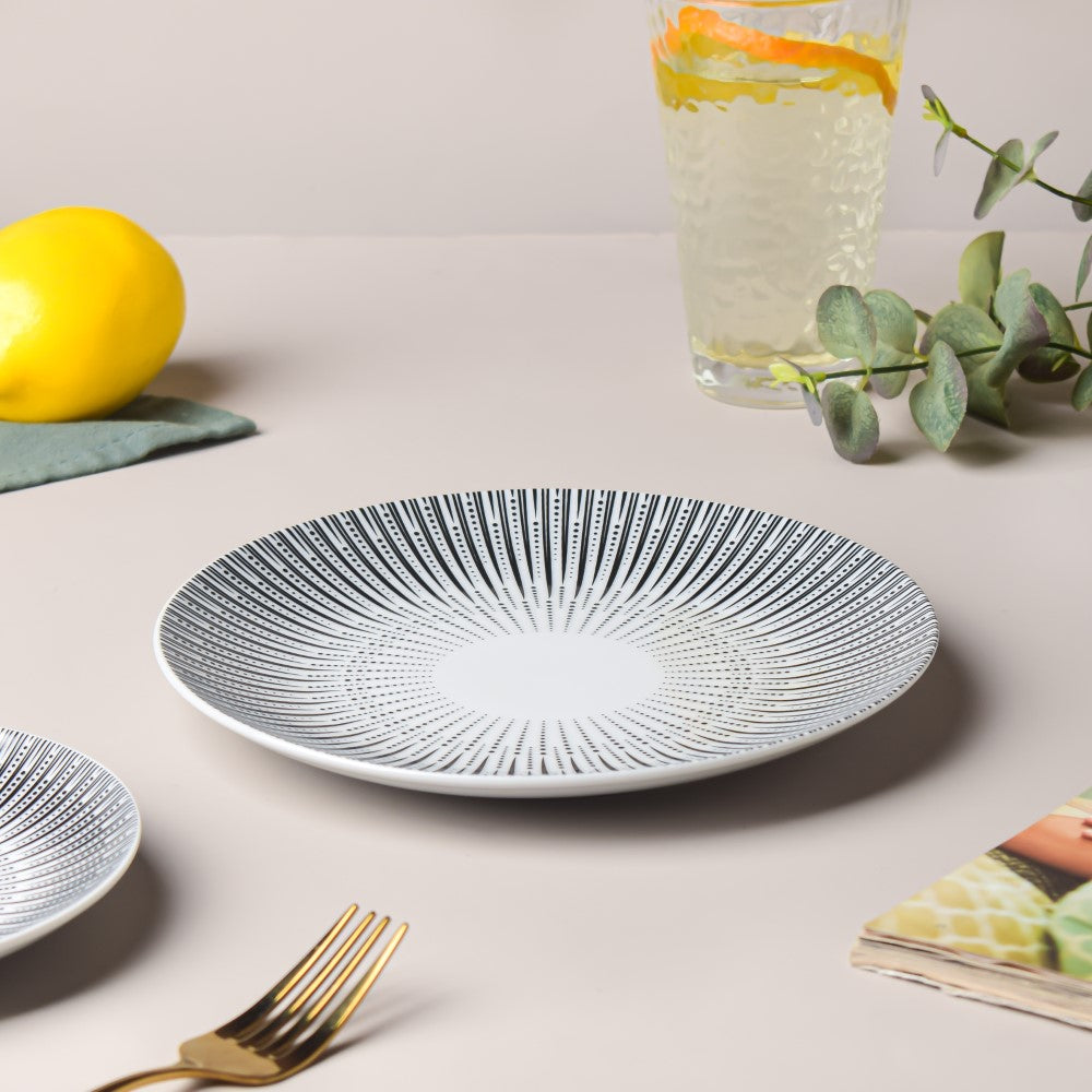 Philocaly Linear Patterned Ceramic Snack Plate White 8 Inch Online ...