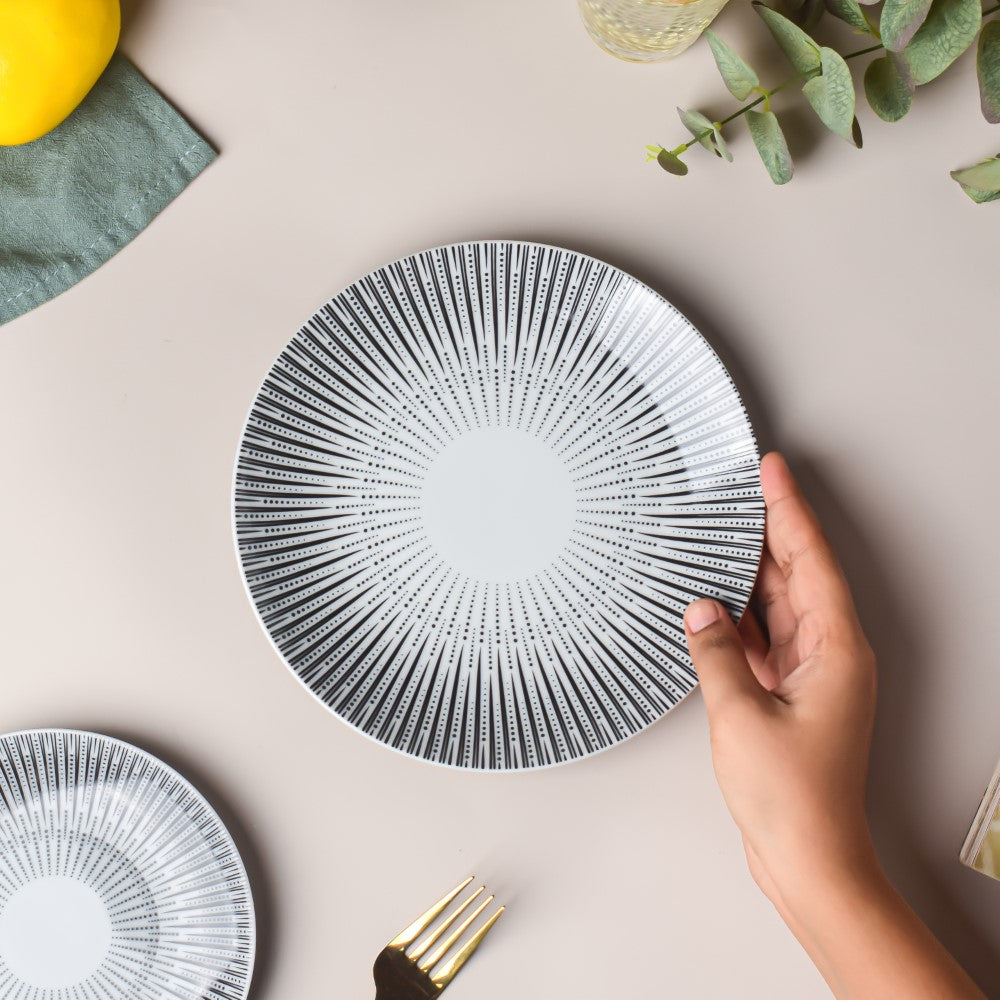 Philocaly Linear Patterned Ceramic Snack Plate White 8 Inch Online ...