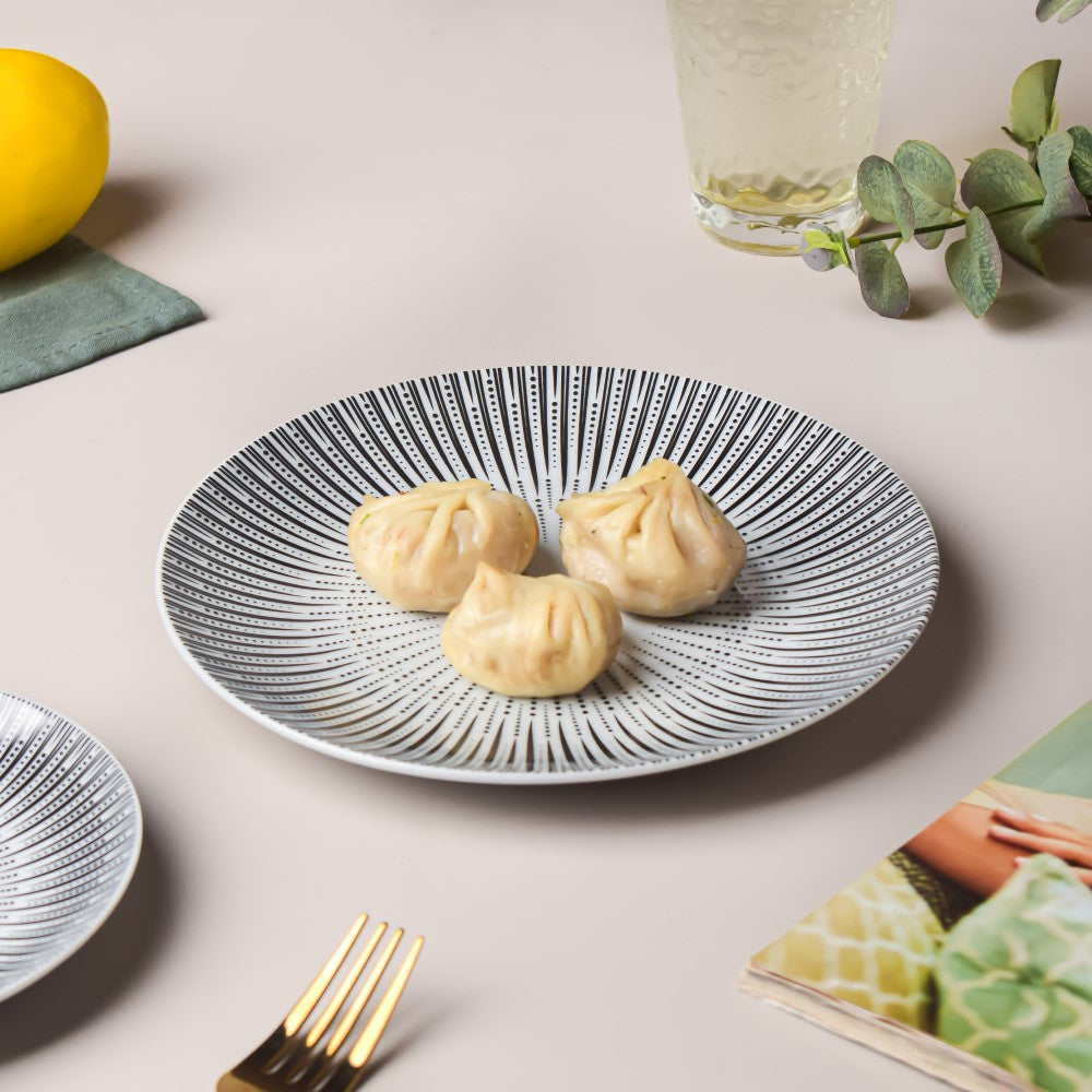 Philocaly Linear Patterned Ceramic Snack Plate White 8 Inch Online ...