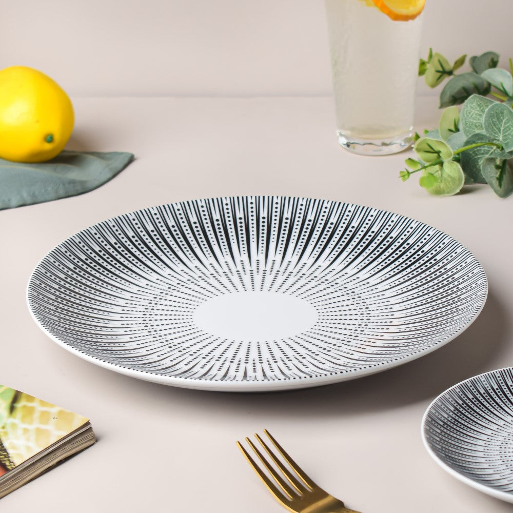 Philocaly Linear Patterned Dinner Plate White 10 Inch Online - Premium ...