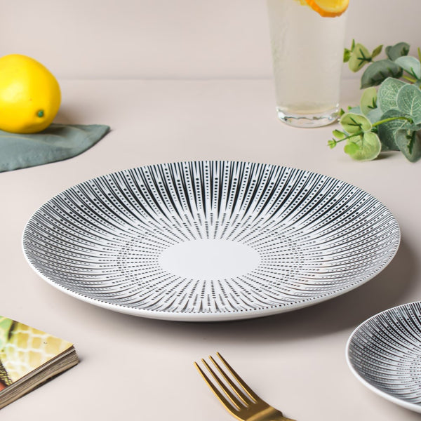 Philocaly Linear Patterned Dinner Plate White 10 Inch