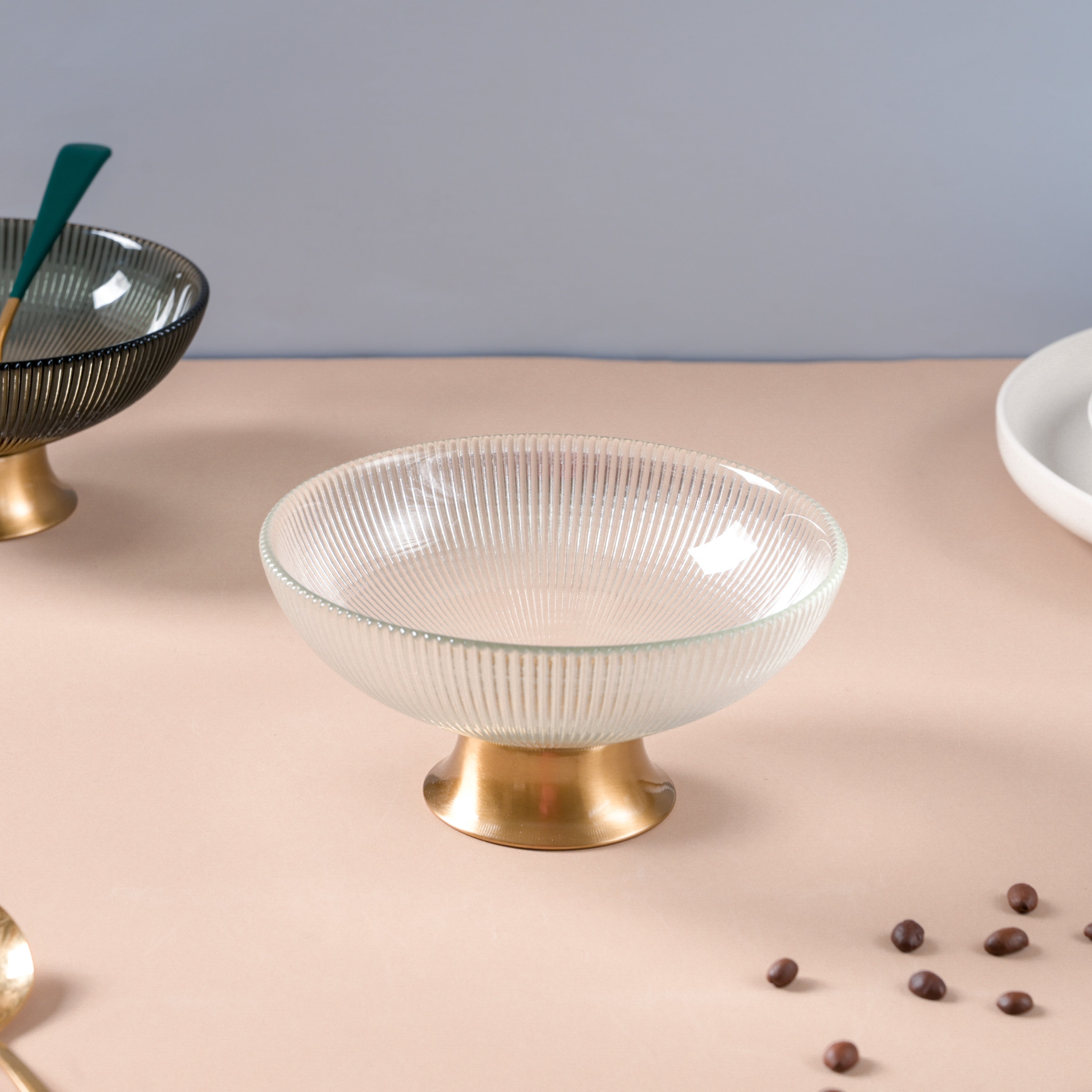 Ribbed Glass Decorative Bowl Online - Premium Serving Bowl | Nestasia