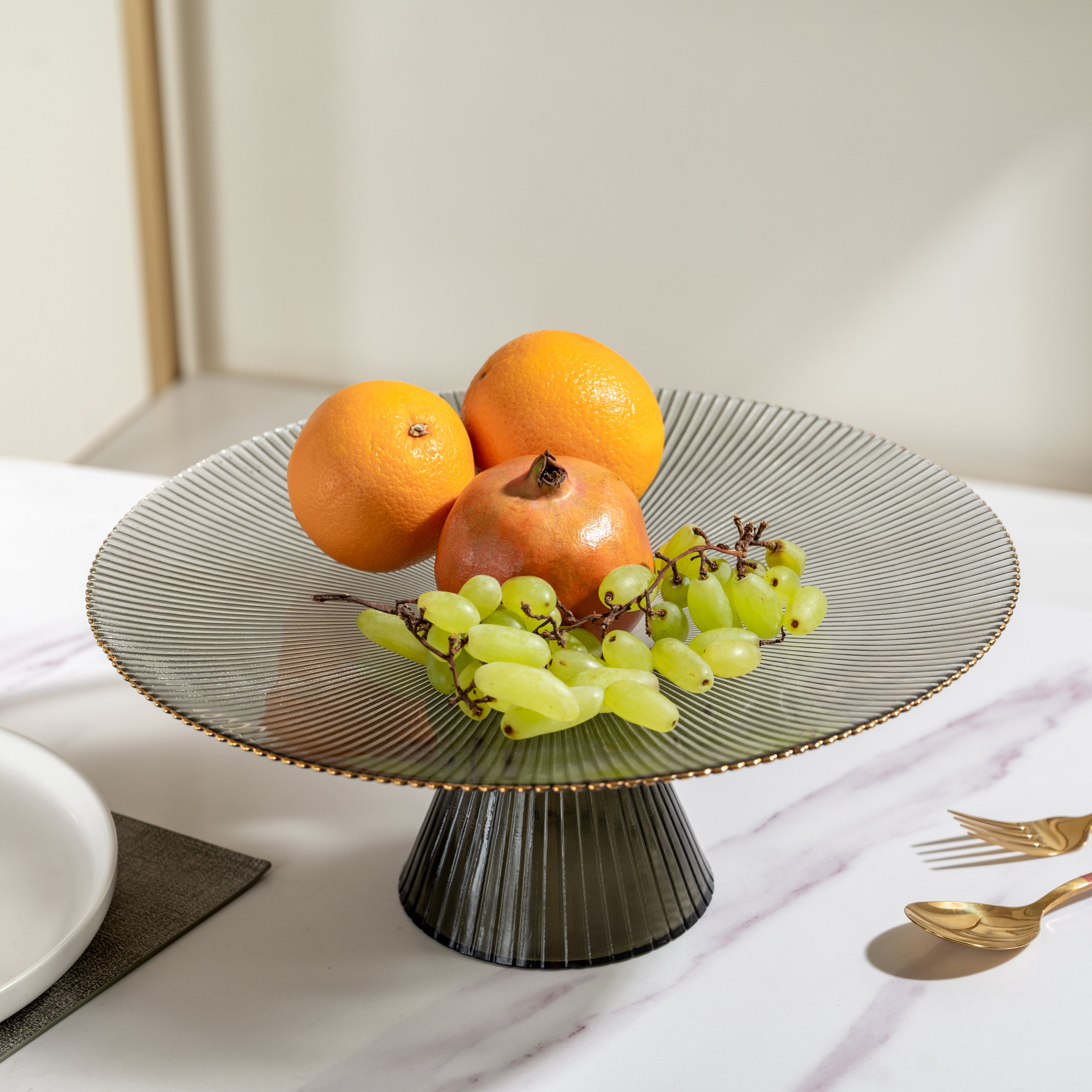 Grey Glass Cake Stand 13 inch Online - Premium Cake Stand | Nestasia