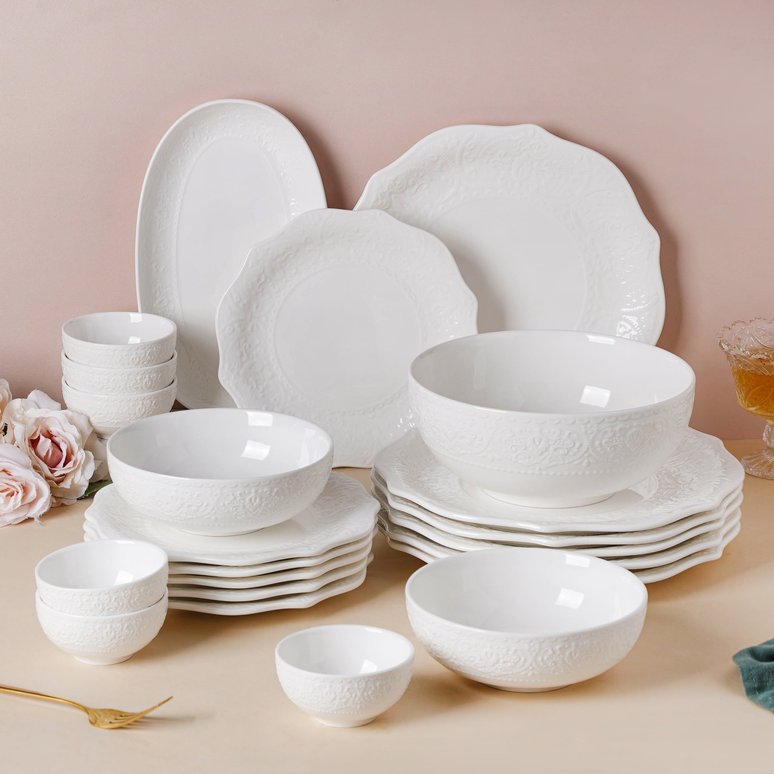 Serena 22 Piece Dinner Set For 6 Online - Premium Dinner Set | Nestasia