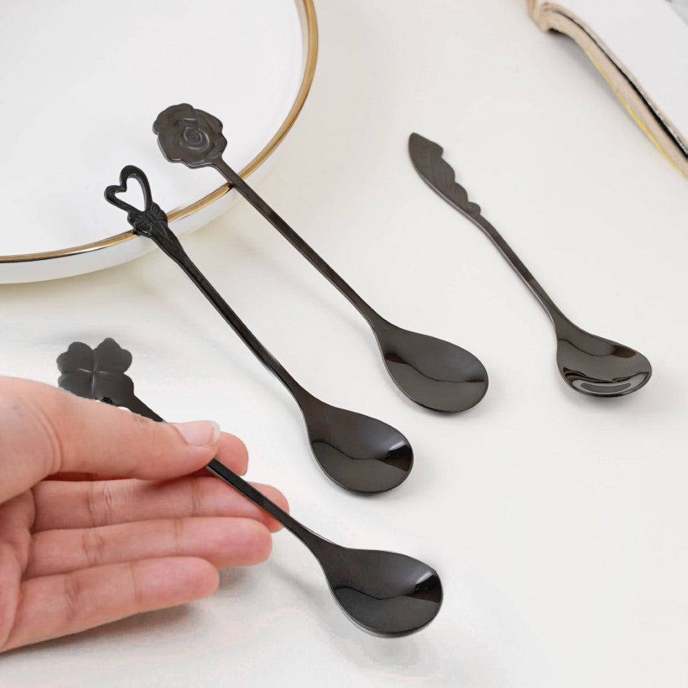 Luxe Stainless Steel Teaspoon Set Of 4 Black Online - Premium Cutlery ...