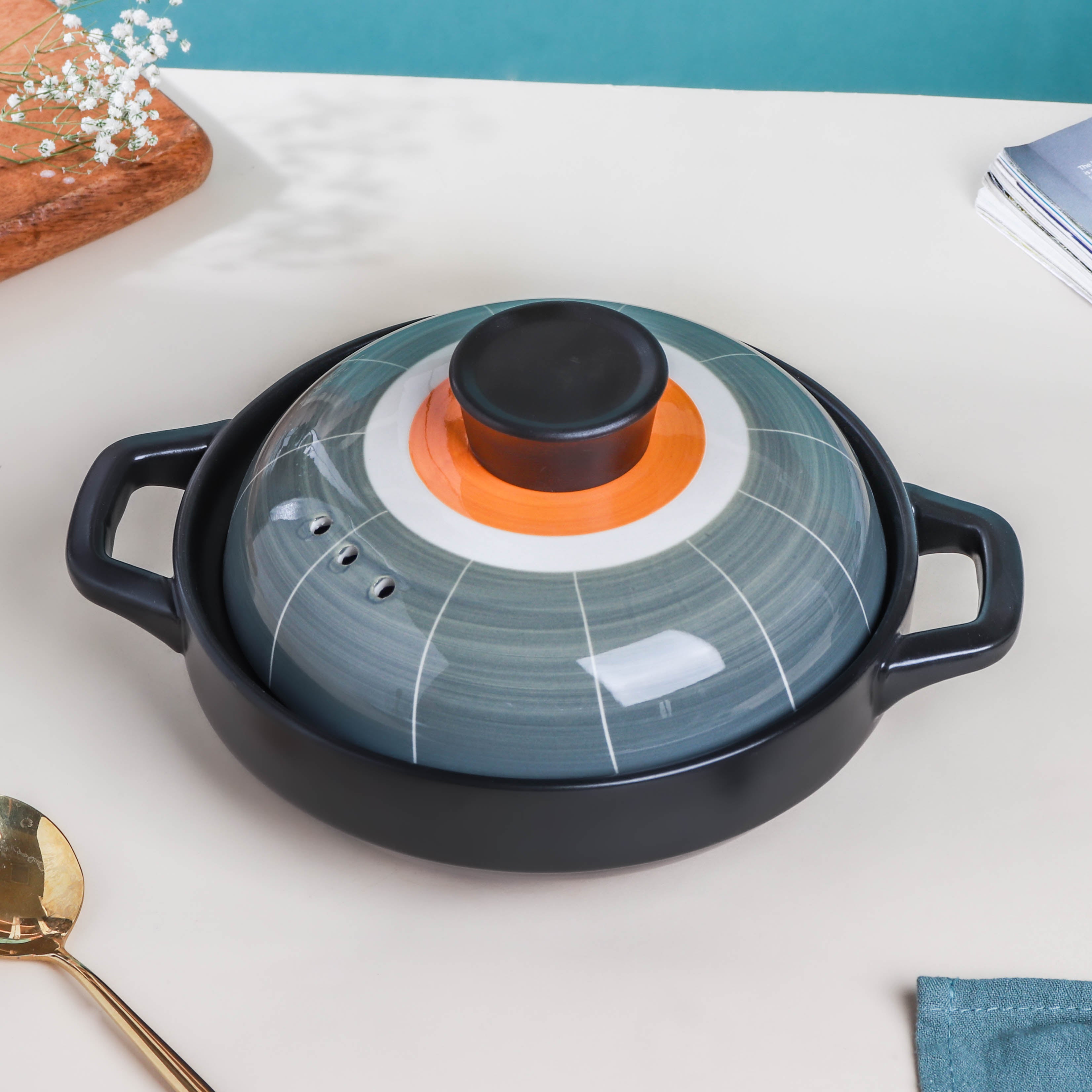 Willow Shallow Cooking Pot Grey Online - Premium Cooking Pot | Nestasia