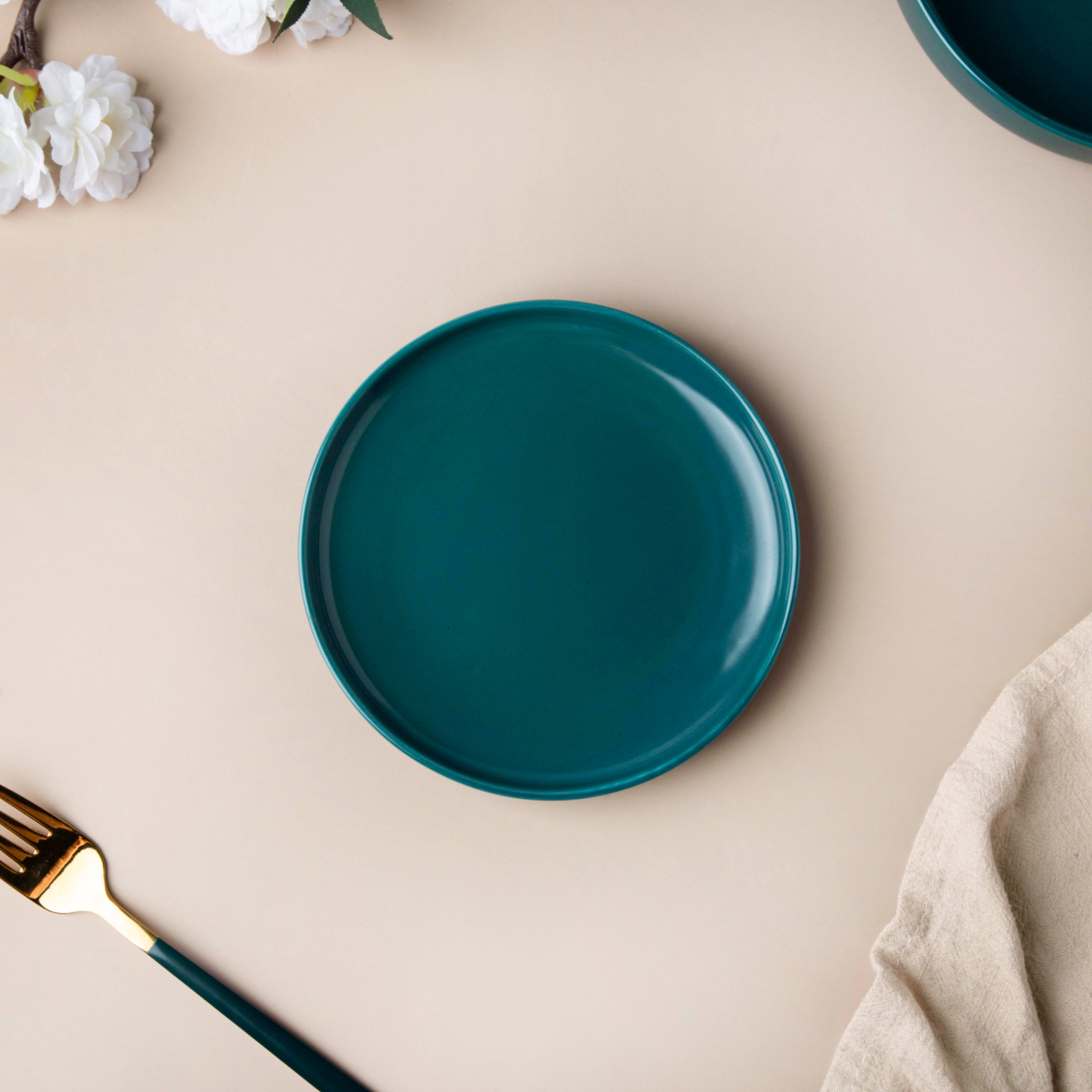 Matte Teal Side Plate Online - Premium Snack Plate | Nestasia