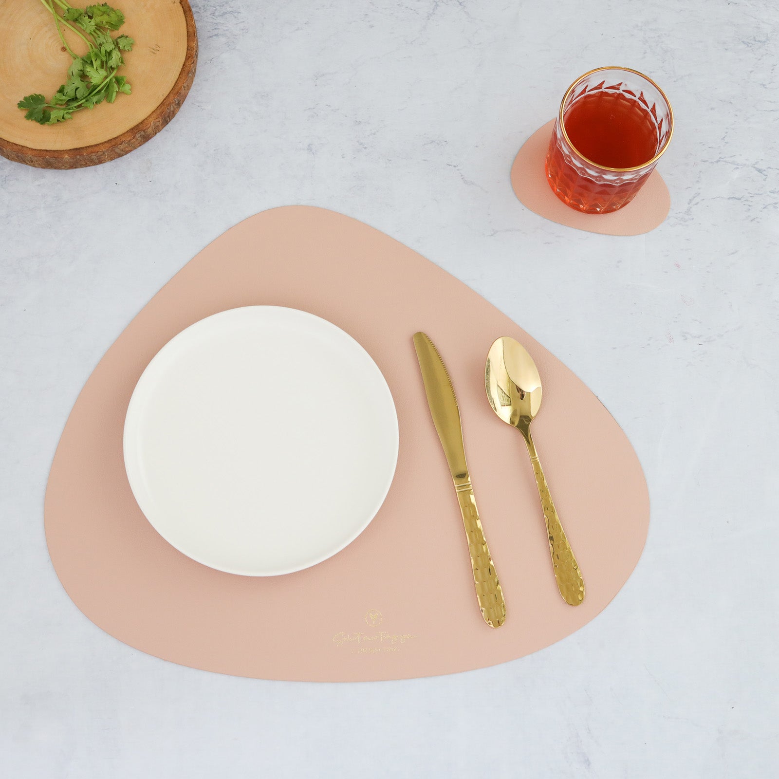 Pink Leather Dinner Mat Set of 4 Online - Premium Table Mat | Nestasia