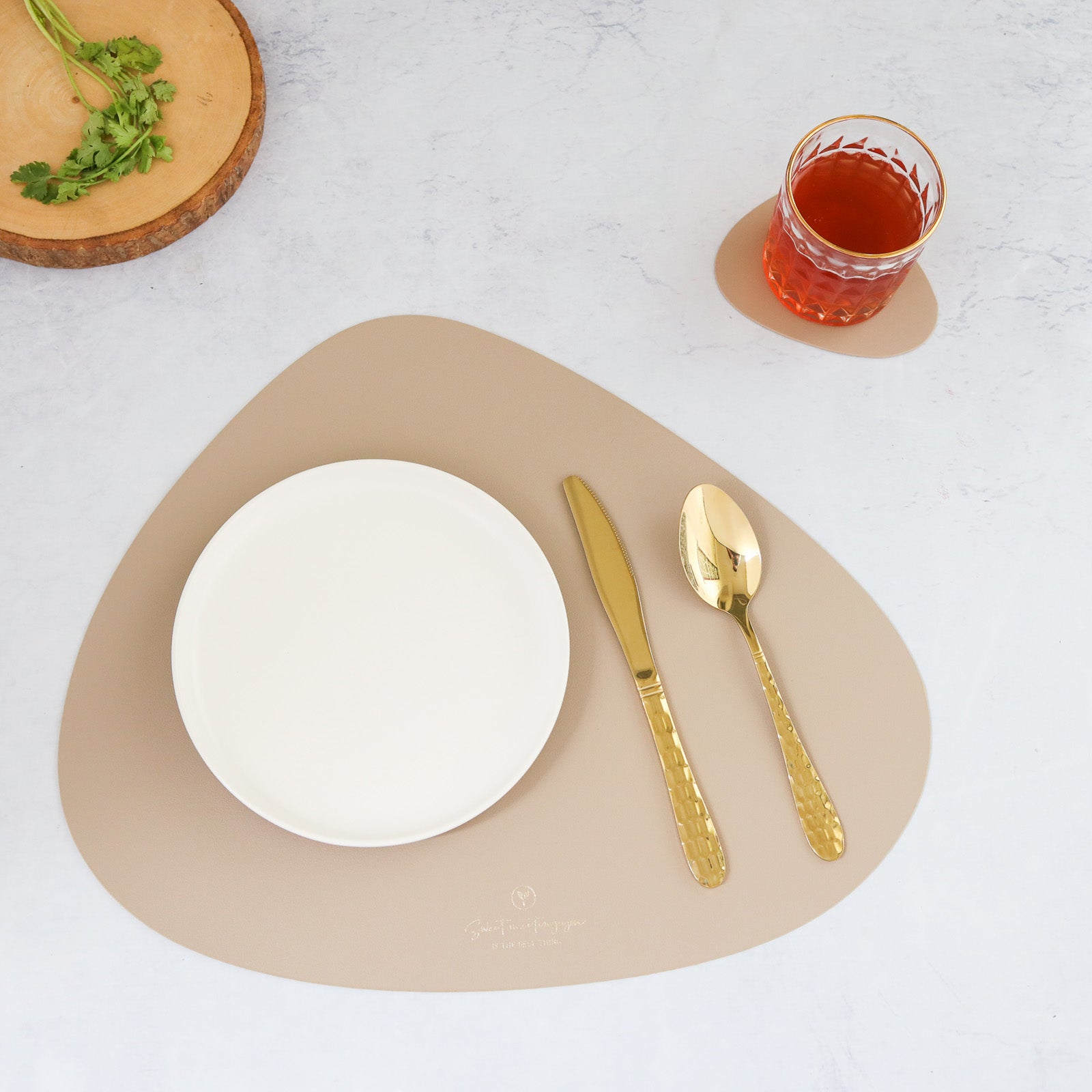 Beige Leather Dinner Mat Set of 4 Online - Premium Table Mat | Nestasia