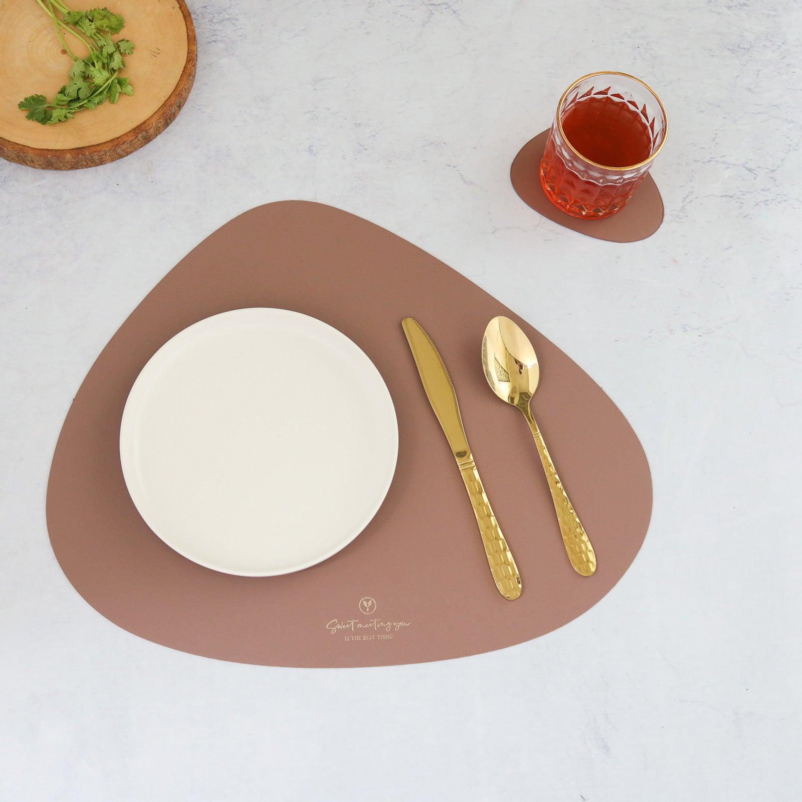 Brown Leather Dinner Mat Set of 4 Online - Premium Table Mat | Nestasia