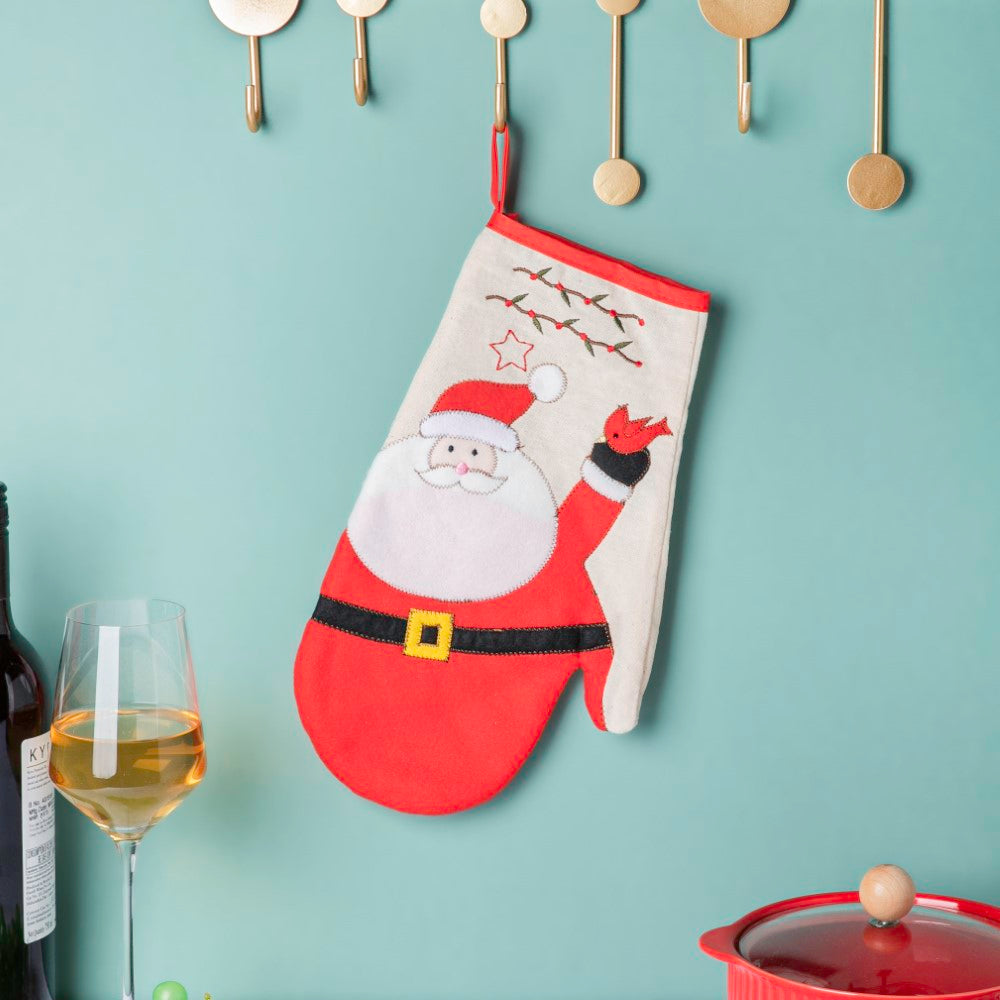 Santa Patterned Christmas Oven Mitten 12.5 Inch Online - Premium ...