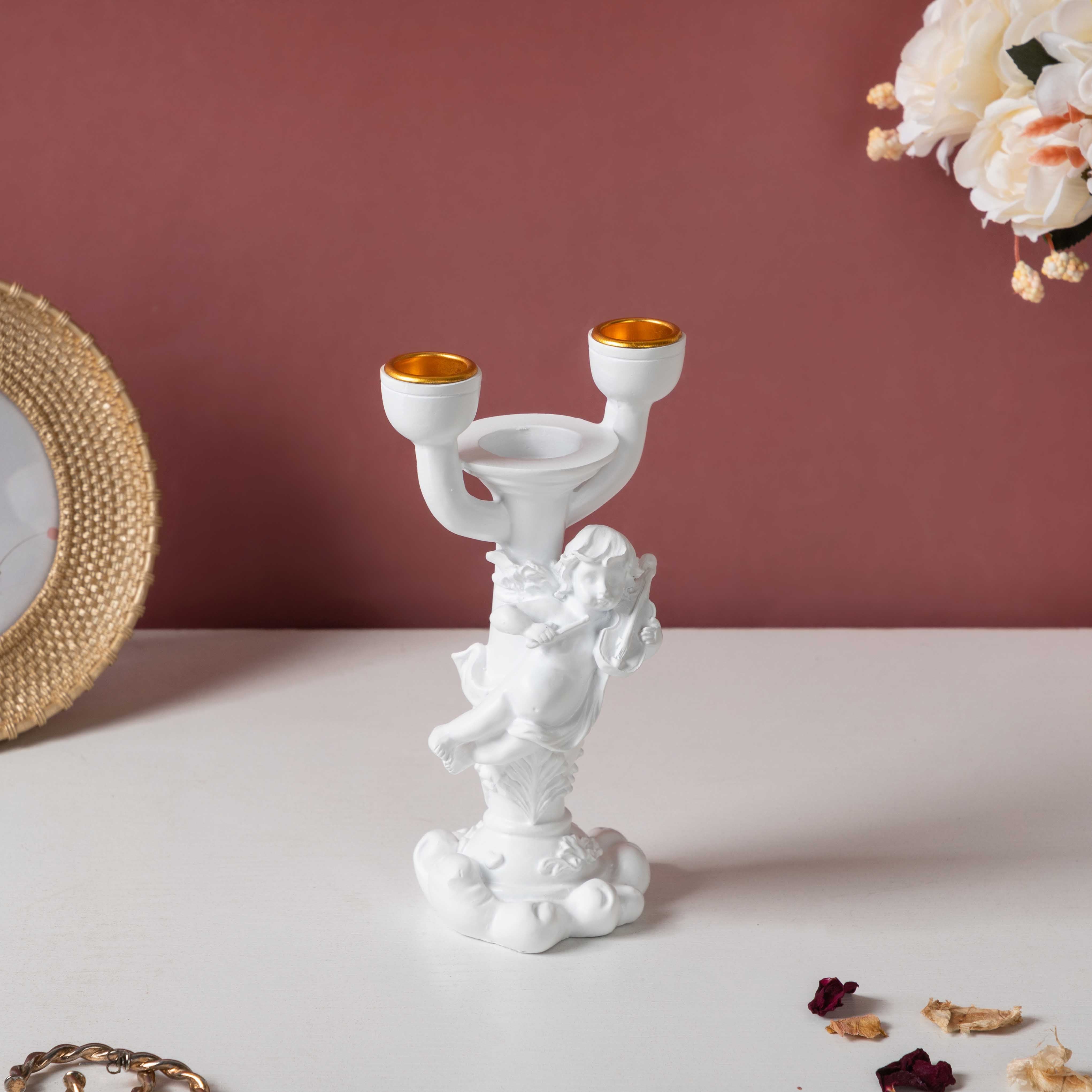 Vintage Angel Decor Showpiece With Candle Stand