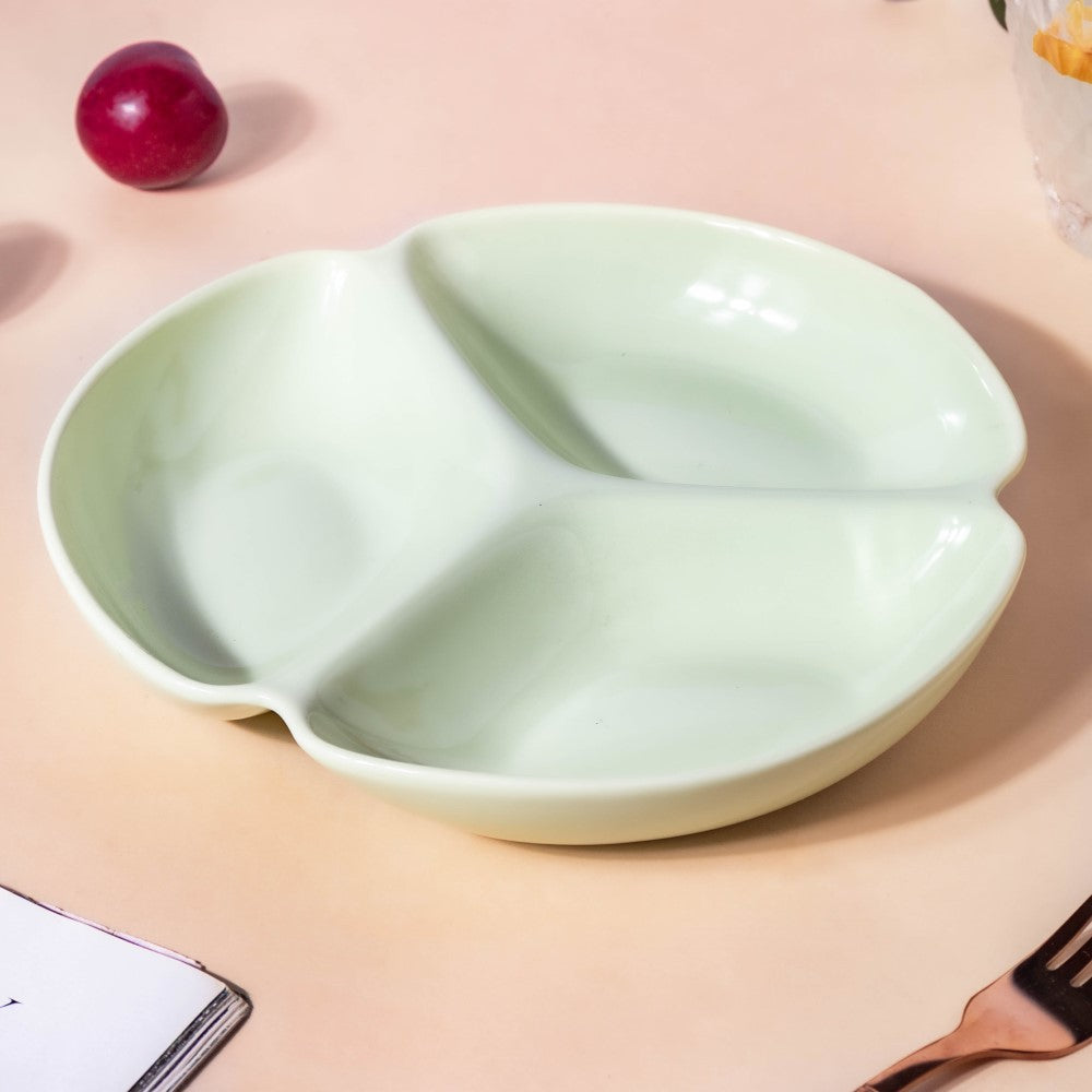 Ceramic Round Section Plate Green Online - Premium Section Plate | Nestasia