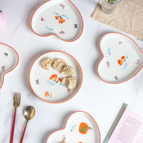 Floral Heart Plates Set of 5