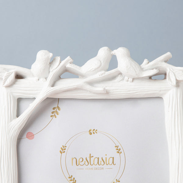 Nestling Birds White Photo Frame