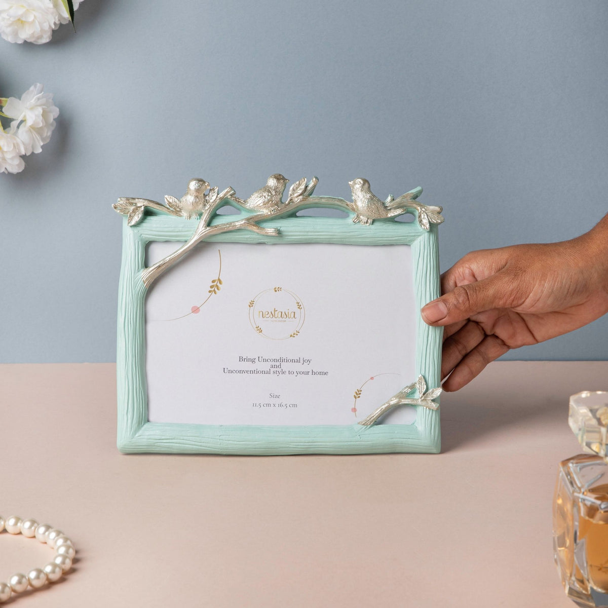 Nestling Birds Green Photo Frame