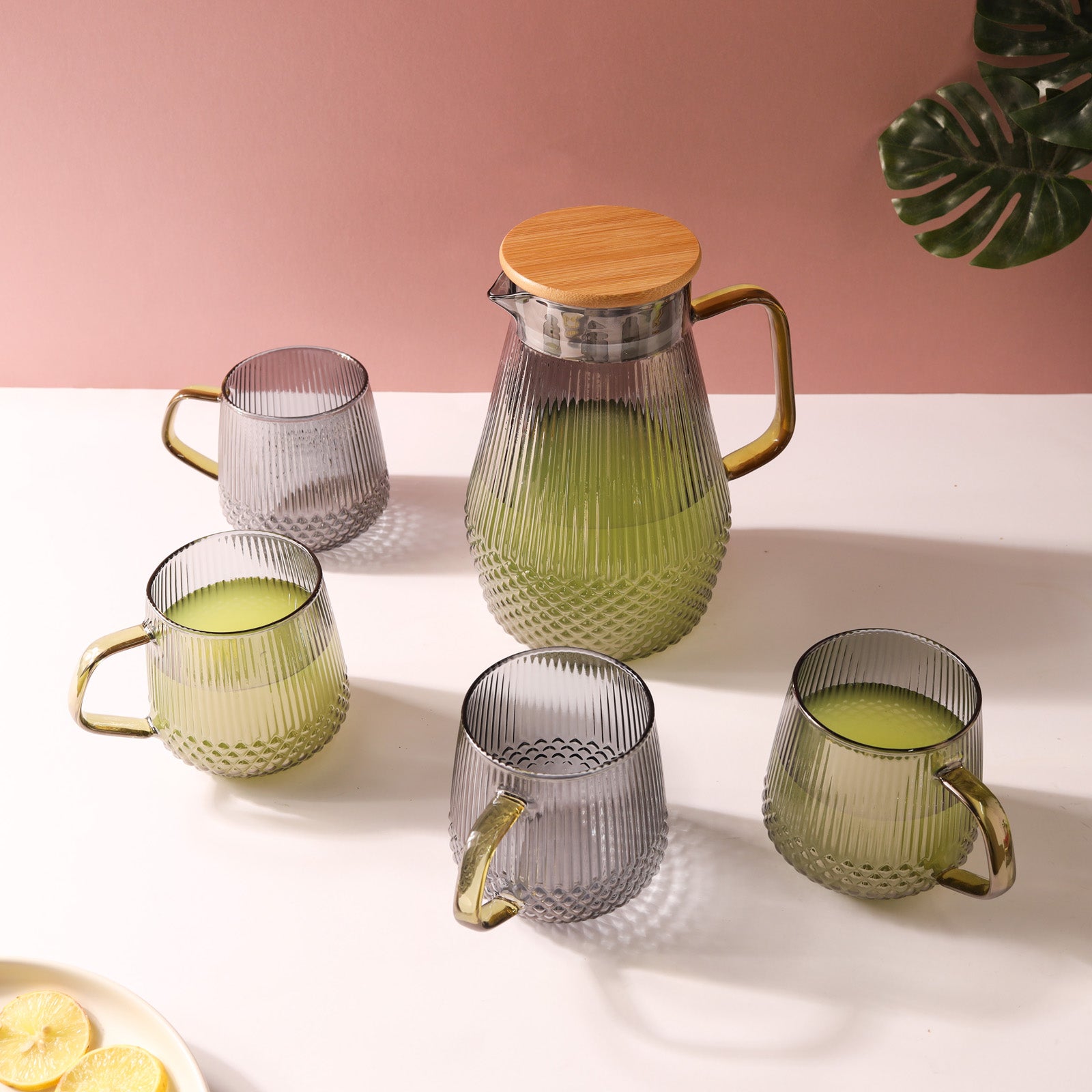 Classic Glass Tea Set of 5 - Grey Online - Premium Jug Set | Nestasia