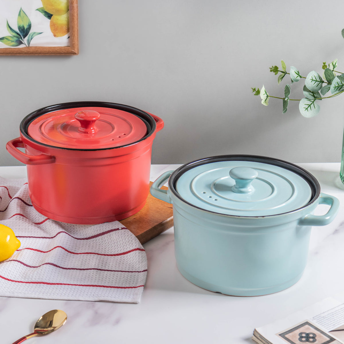 Kitchen Utensil - Buy Ceramic Stock Pot With Lid Online | Nestasia