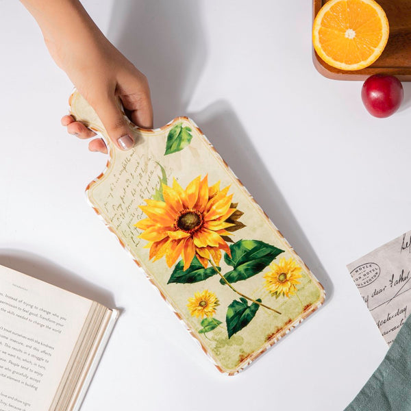 Sunflower Ceramic Trivet With Handle 11 Inch