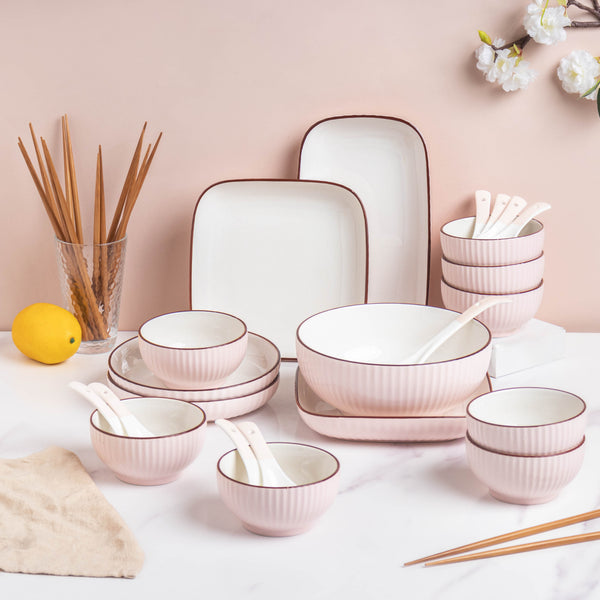 Rosy Pink Snack Set For 8