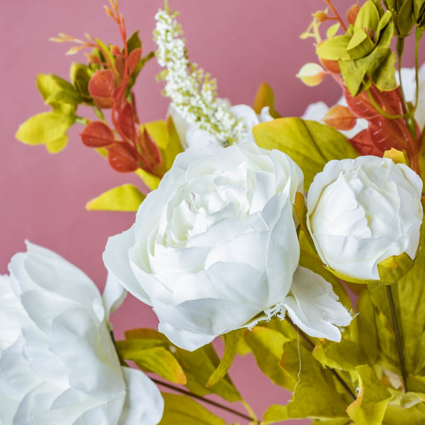 Faux Rose Bouquet White