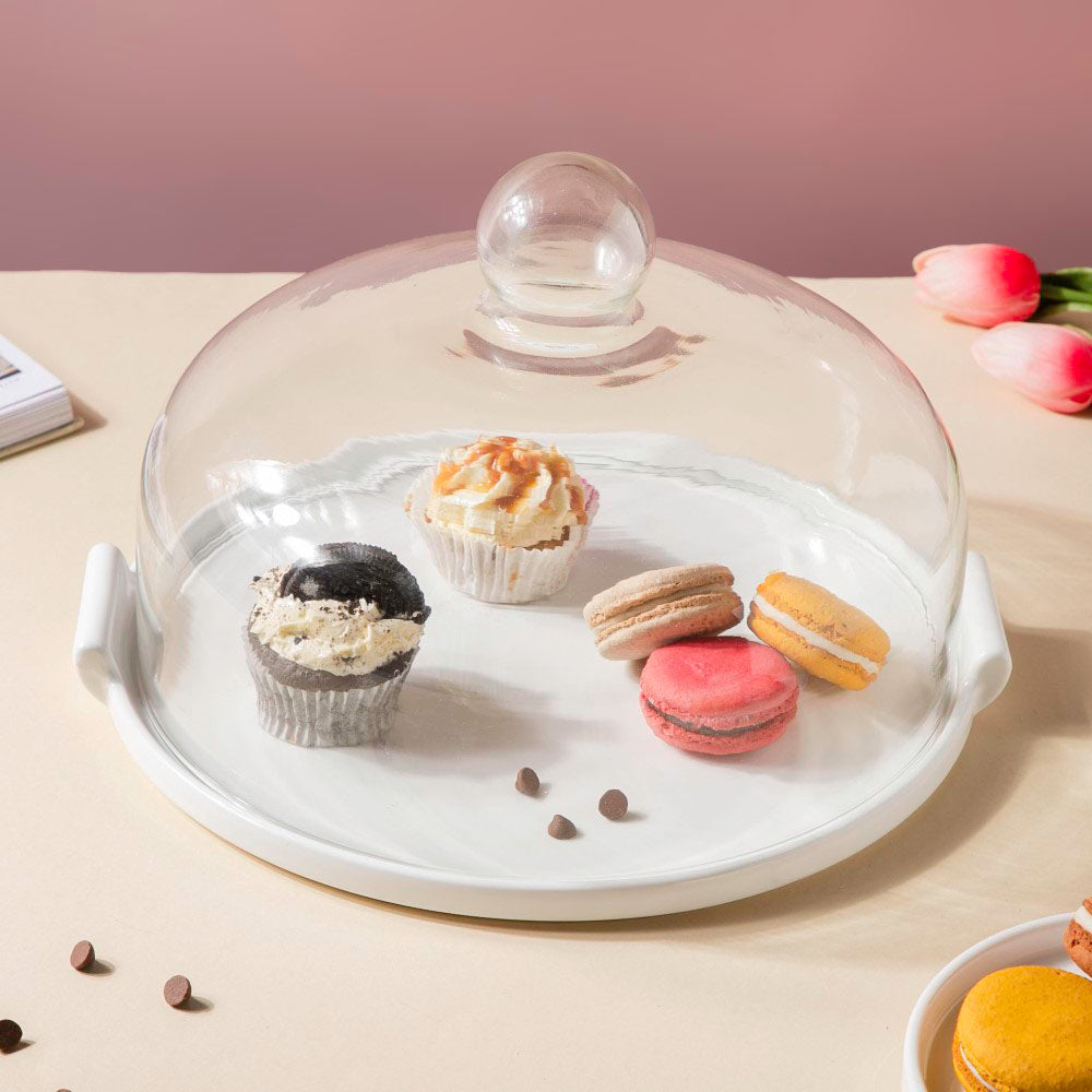 Cake Plate With Cover White 11.5 Inch Online - Premium Cake Stand ...