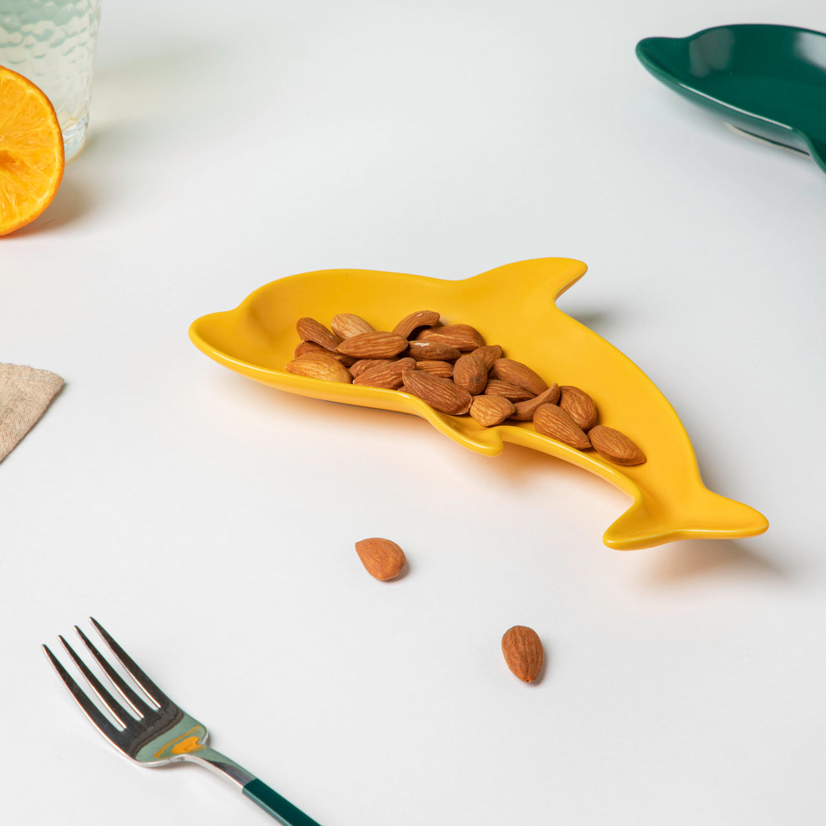 Sunshine Dolphin Yellow Snack Plate 8 Inch