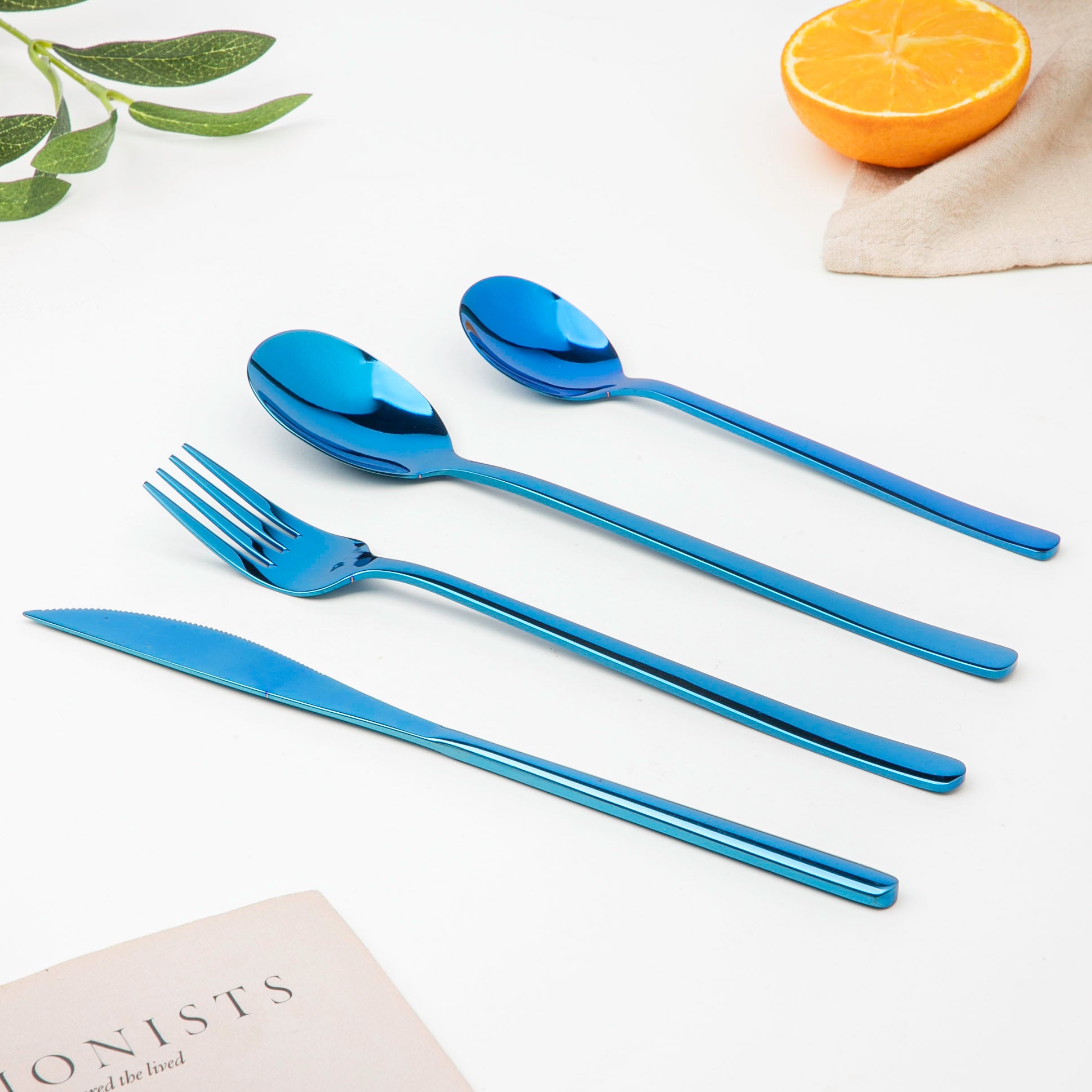 Vintage Stainless Steel Cutlery Set Of 4 Blue Online - Premium Cutlery ...