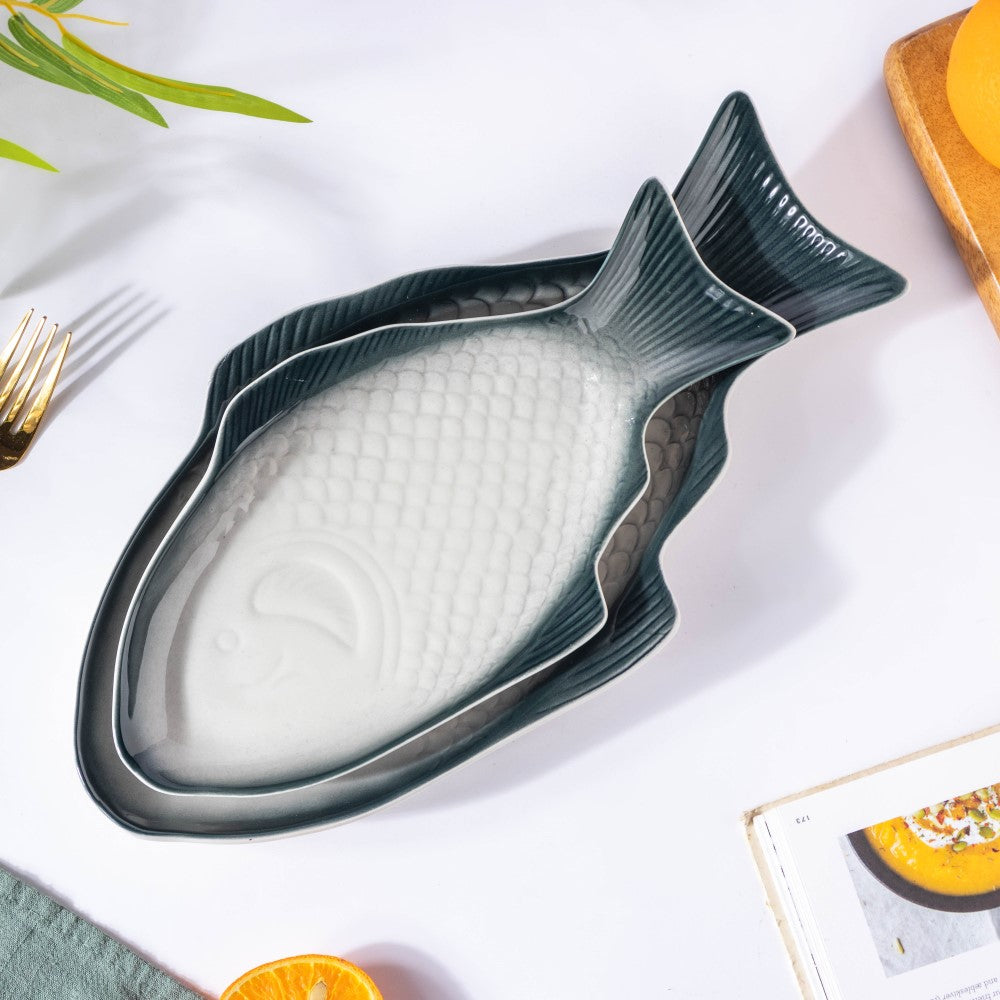 Ombre Fish Ceramic Platter Large Online - Premium Platter | Nestasia