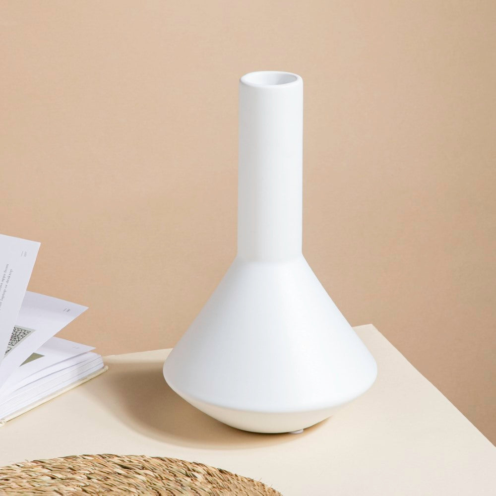 Minimalist Flask Shaped Ceramic Vase White Online - Premium Vase | Nestasia