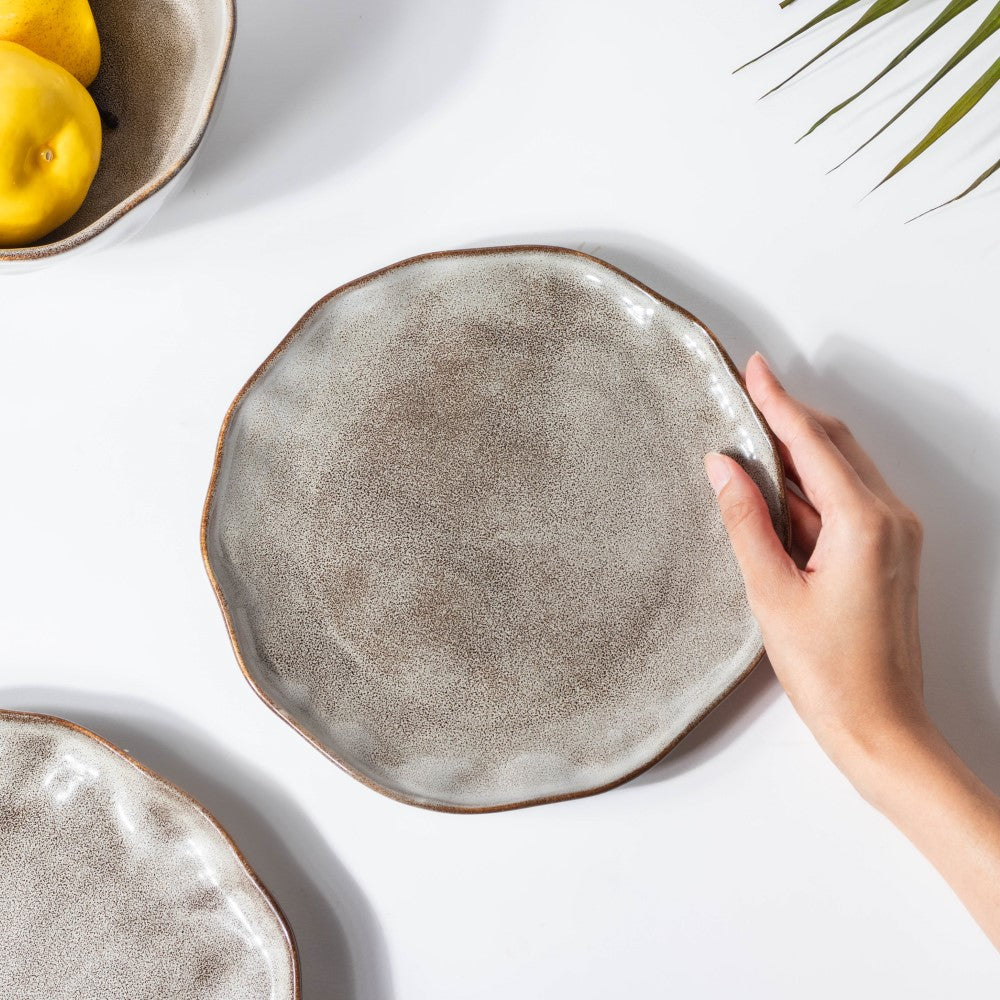 Eclectic Stoneware Snack Plate Grey 8 Inch