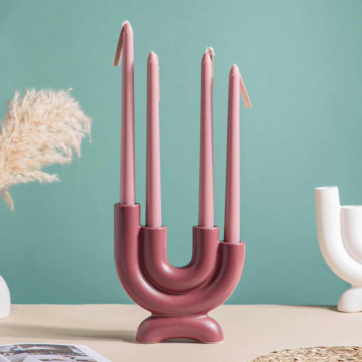 Organ Ceramic 4 Arm Candle Holder