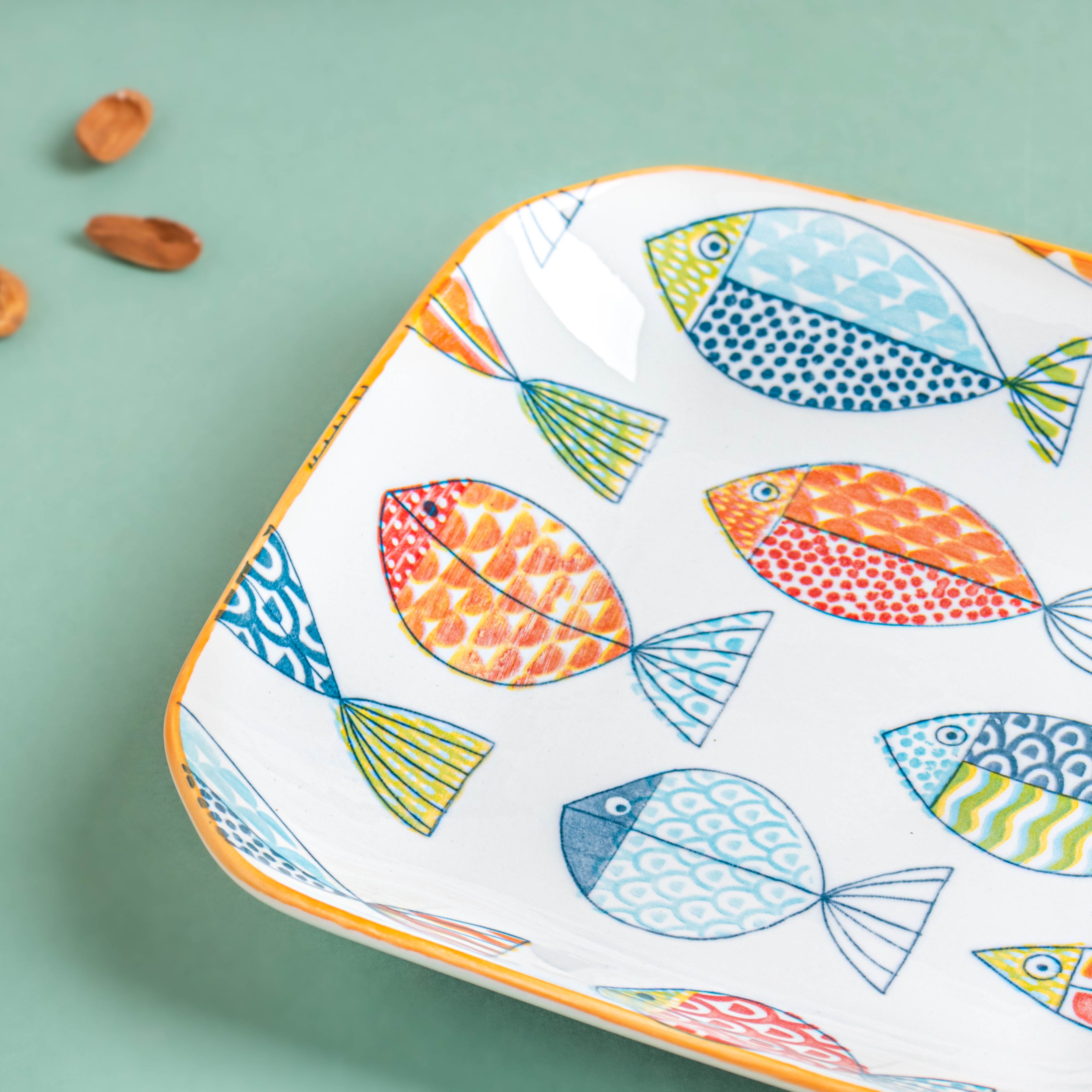 Ukiyo Square Ceramic Snack Plate 8 inch