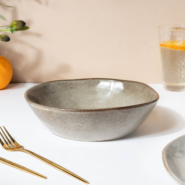Rustic Handmade Large Serving Bowl Grey 800 ml
