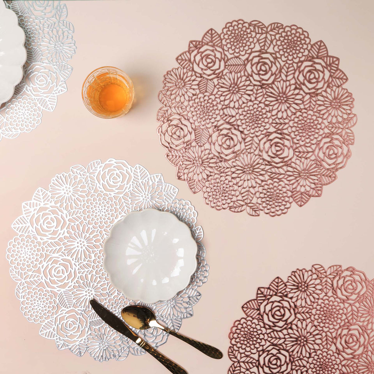 Rose Design Table Mat Set of 2