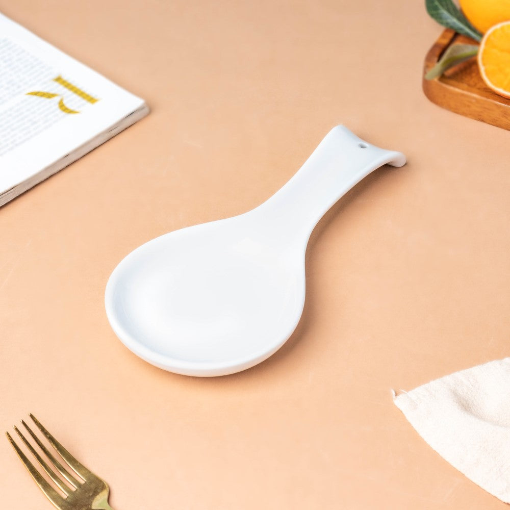 Ceramic Spoon Rest Classic White Online - Premium Spoon Rest | Nestasia
