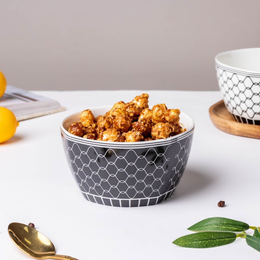 Trellis Printed Snack Bowl Black 250 ml Online - Premium Soup Bowl ...