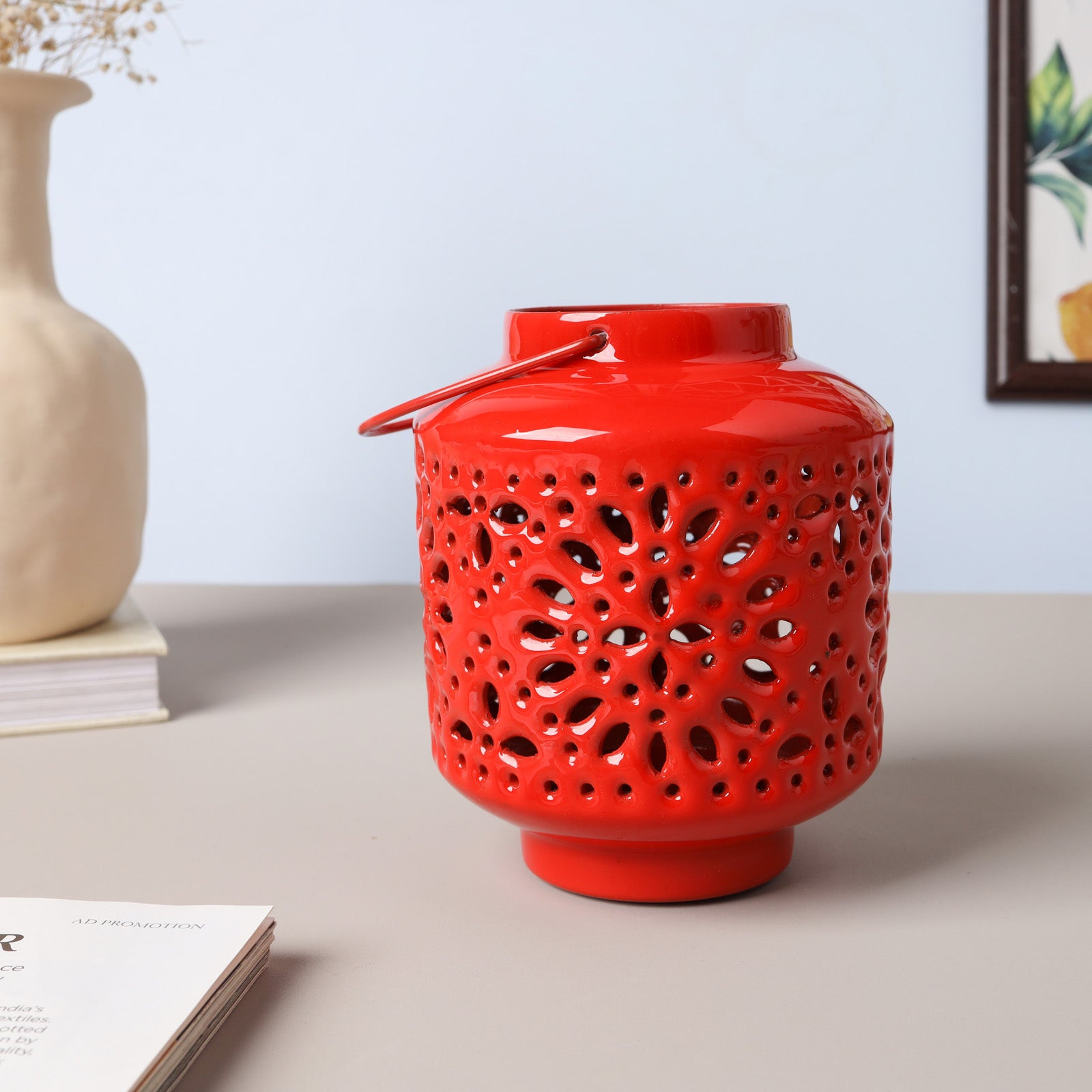 Metal Lantern Red Online - Premium Lantern | Nestasia