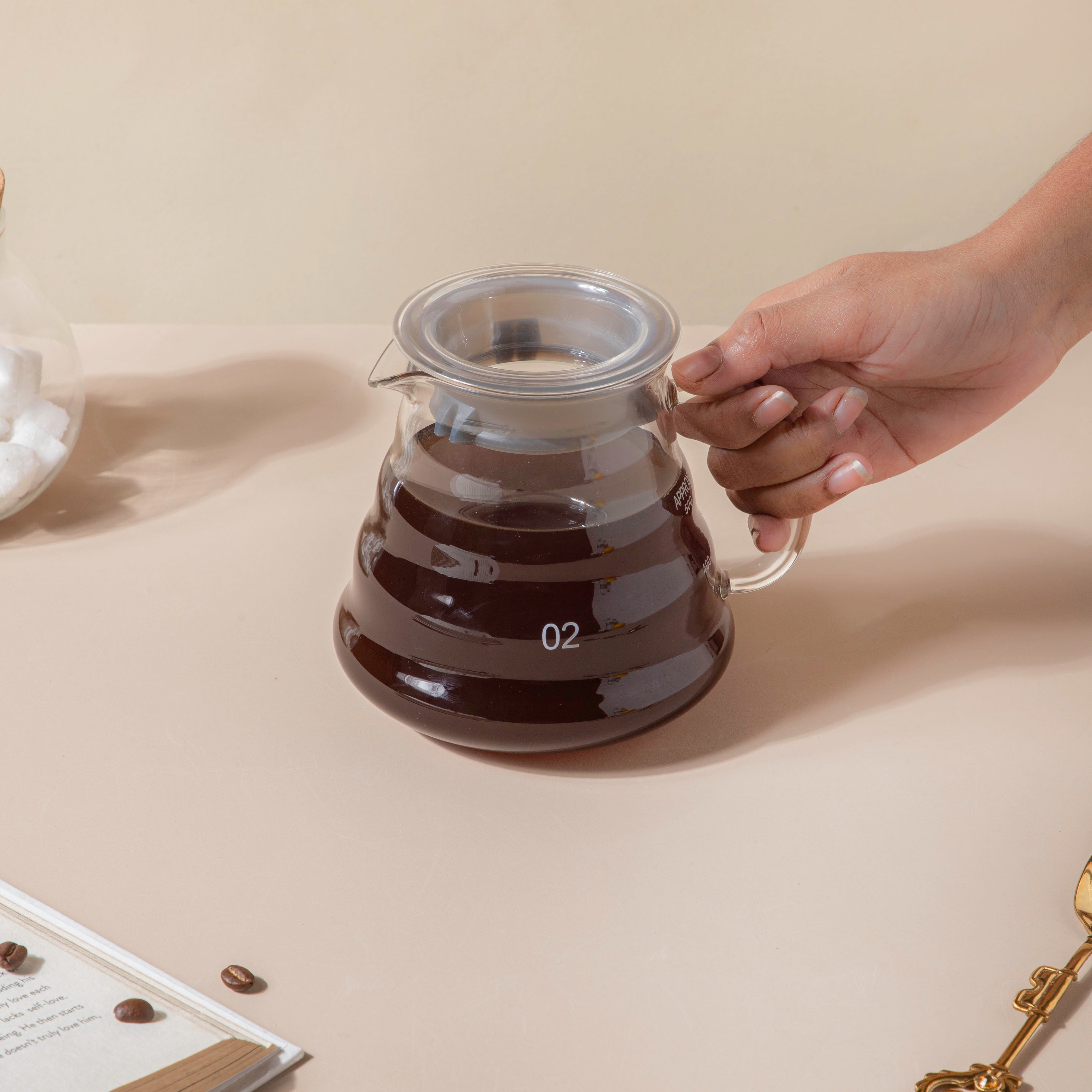 Glass Coffee Server With Lid Medium Online - Premium Coffee Pot | Nestasia