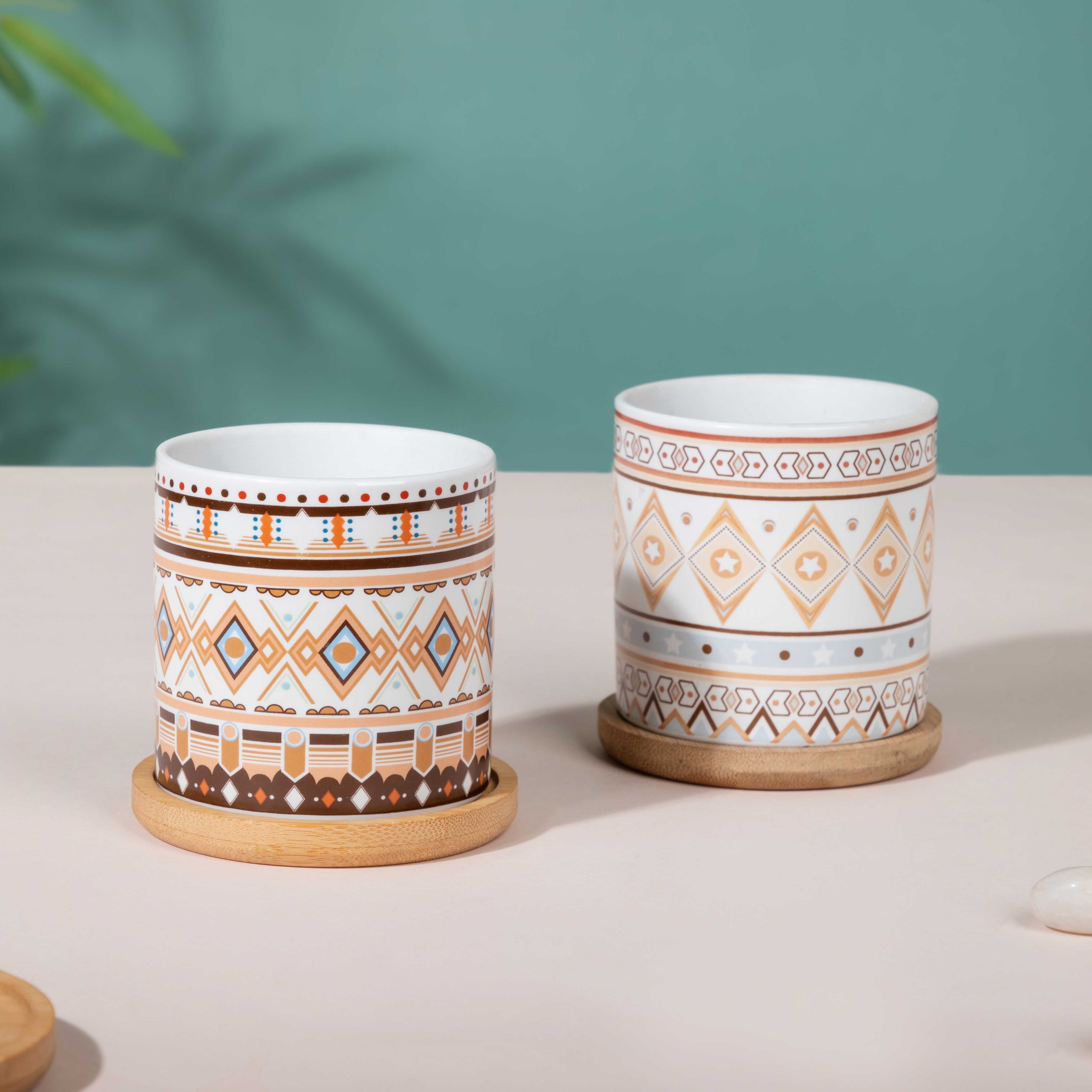 Botanic Expressions Ceramic Planter With Coaster Set Of 2 Online ...